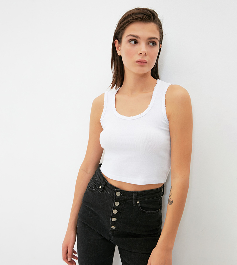 Buy Trendyol Wear Detailed Singlet In White | 6thStreet Qatar