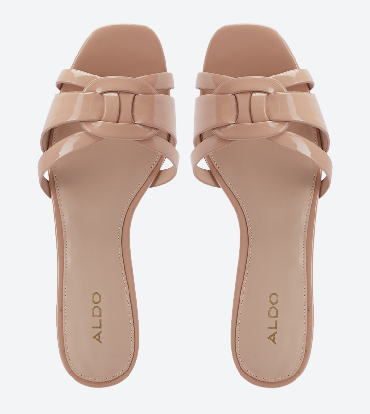 Buy Aldo Astirassa Square Toe Block Heel Slides Beige In Beige ...