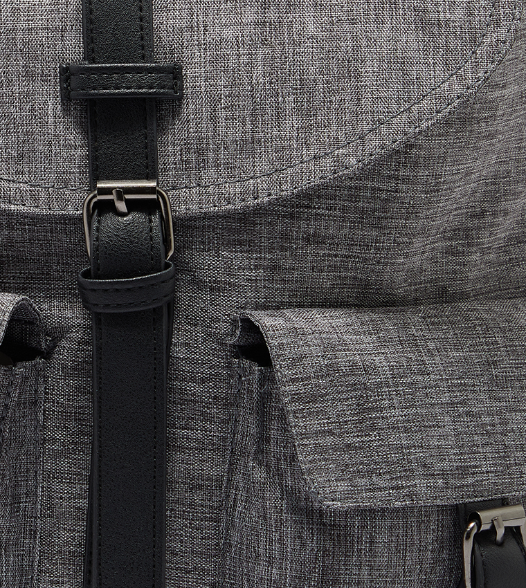 Buy Ardene Canvas Flap Backpack In Grey | 6thStreet Kuwait