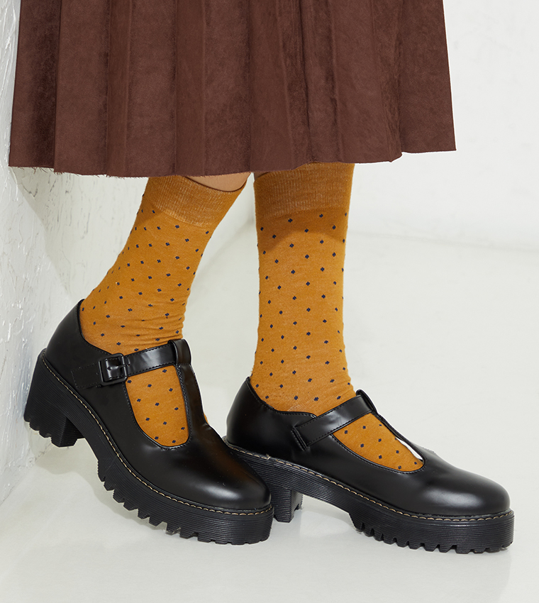 Buy Ardene Mary Jane Lug Sole Shoes In Black | 6thStreet UAE