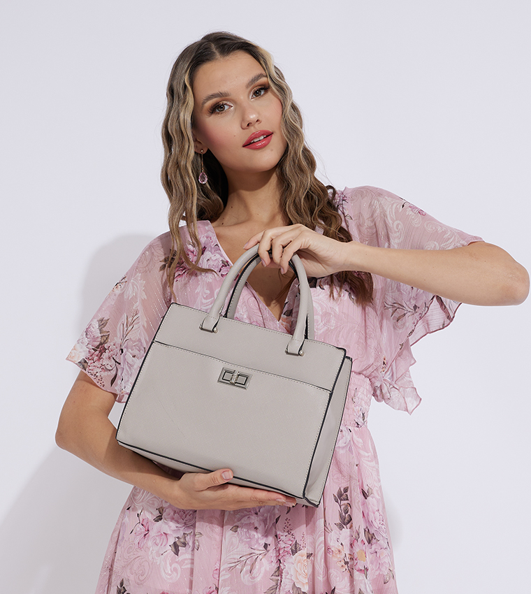 Buy Ardene Textured Faux Leather Tote Bag In Pink | 6thStreet UAE