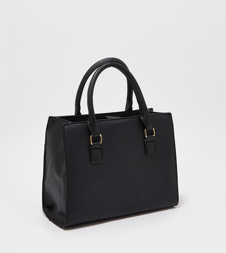 Buy Ardene Textured Faux Leather Tote Bag In Black | 6thStreet UAE