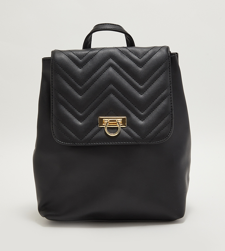 Buy Ardene Quilted Flap Backpack In Black | 6thStreet UAE