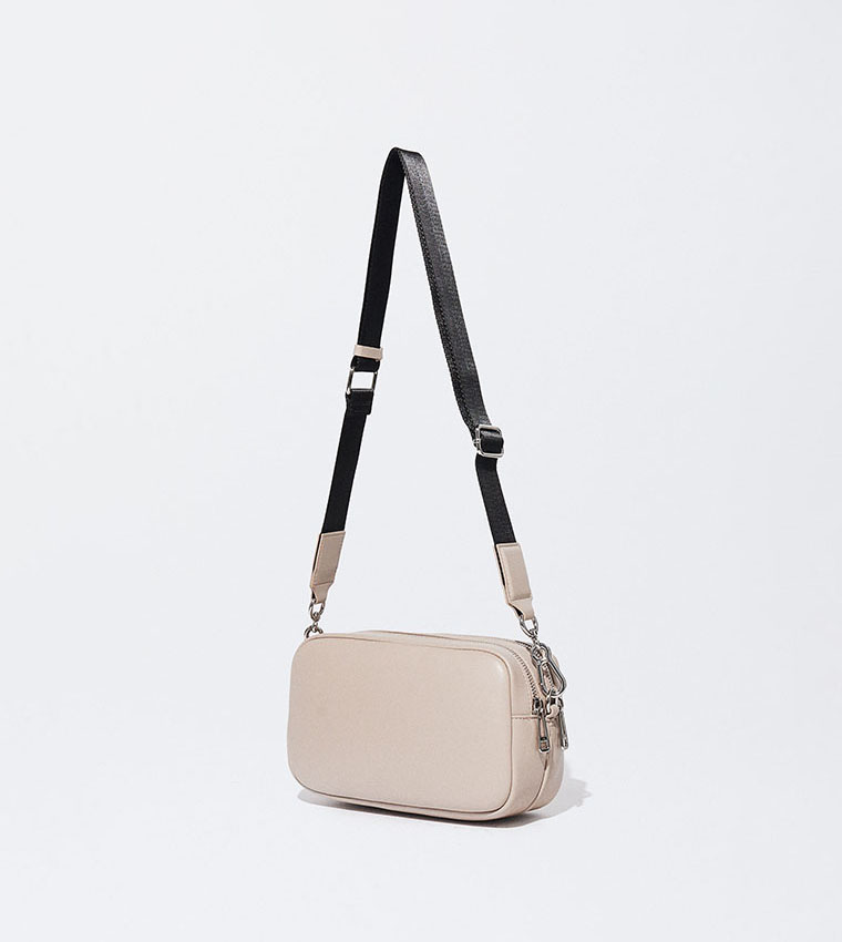Buy Parfois Logo Detail Leather Crossbody Bag In Brown | 6thStreet Qatar