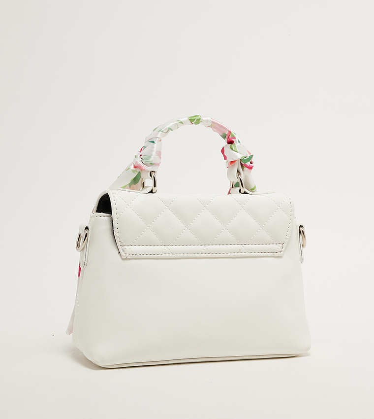 Buy Ardene Quilted Top Handle Bag With Scarf In White | 6thStreet UAE