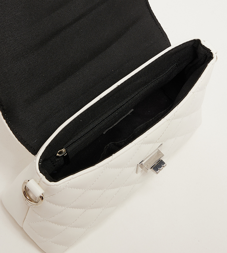 Buy Ardene Quilted Top Handle Bag With Scarf In White | 6thStreet UAE