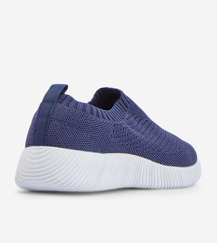 Buy R&B Round Toe Slip Ons Running Shoes Navy 2116 In Navy | 6thStreet ...