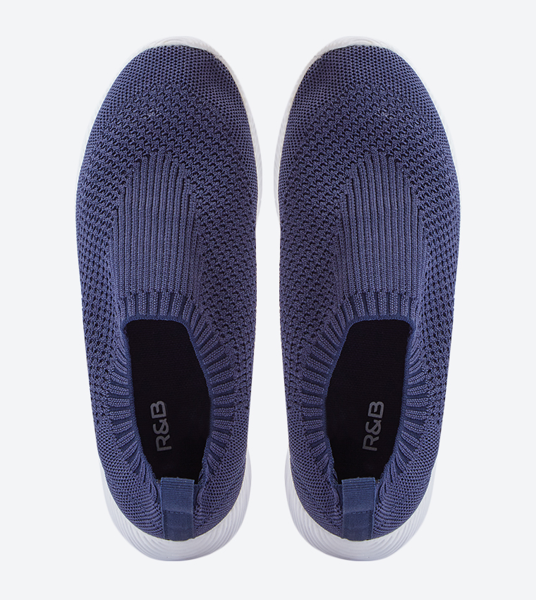 Buy R&B Round Toe Slip Ons Running Shoes Navy 2116 In Navy | 6thStreet ...