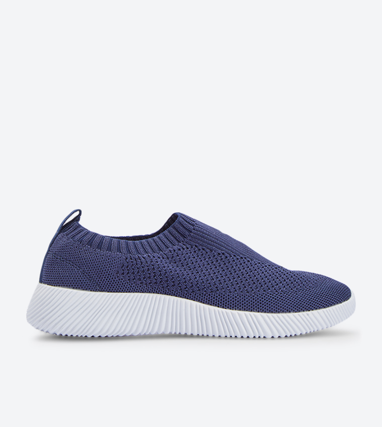 Buy R&B Round Toe Slip Ons Running Shoes Navy 2116 In Navy | 6thStreet ...
