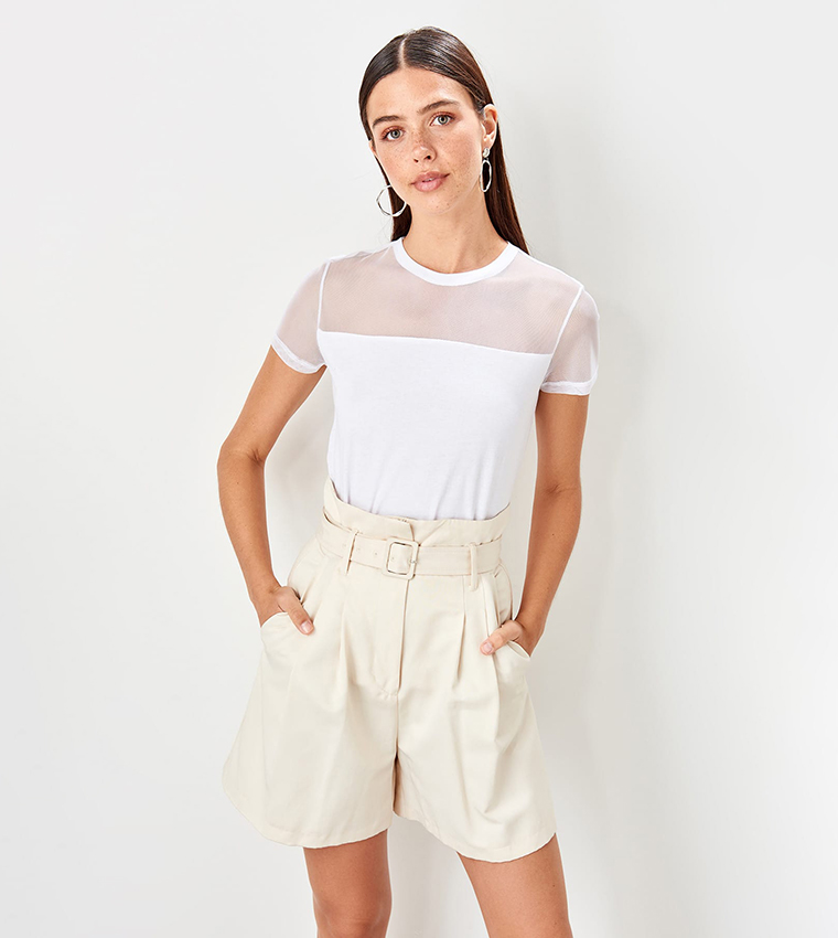 Buy Trendyol Basic Tulle Top In White | 6thStreet Kuwait