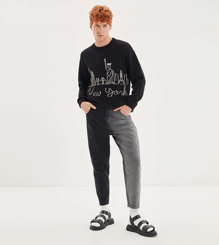 Buy Trendyol Loose Fit Two Color Jeans In Grey | 6thStreet Saudi Arabia