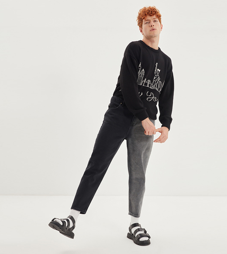 Buy Trendyol Loose Fit Two Color Jeans In Grey | 6thStreet Saudi Arabia