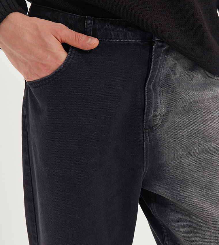 Buy Trendyol Loose Fit Two Color Jeans In Grey | 6thStreet Saudi Arabia