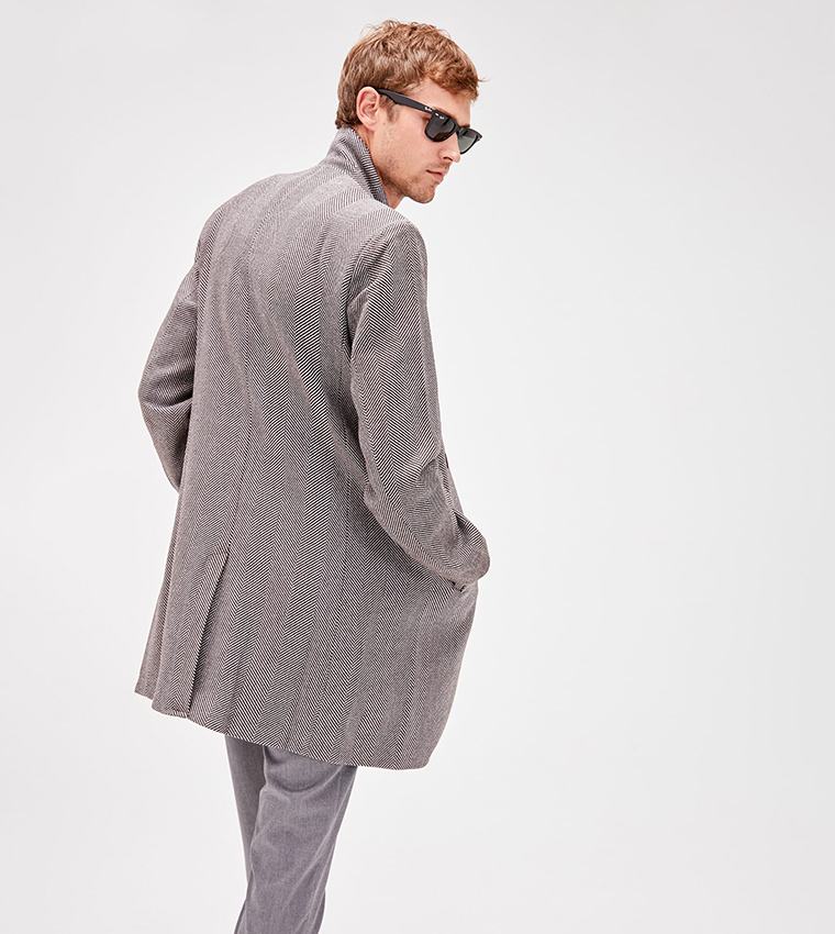 Buy Trendyol Double Breasted Closure Diagonal Coat In Brown | 6thStreet UAE