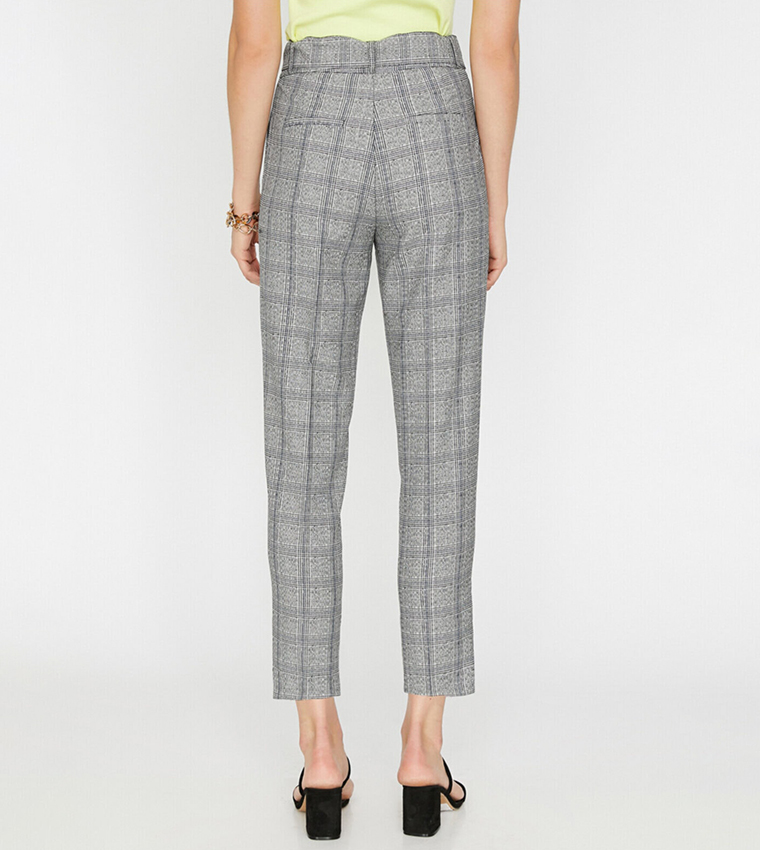 Buy Koton Ankle Length Check Pant In Grey | 6thStreet UAE