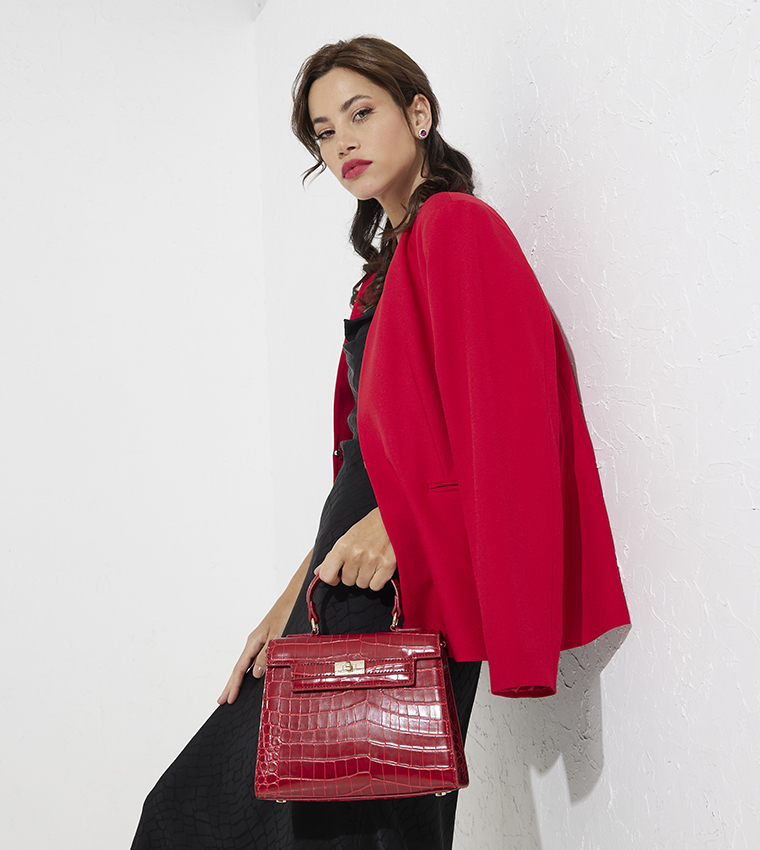 Buy Cuple Textured Top Handle Bag With Sling In Red | 6thStreet UAE