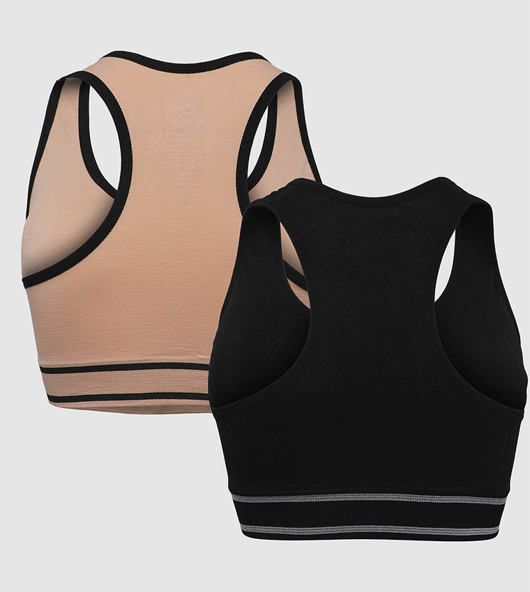 Buy R&B Pack Of 2 Basic Sports Bras In Black | 6thStreet Kuwait
