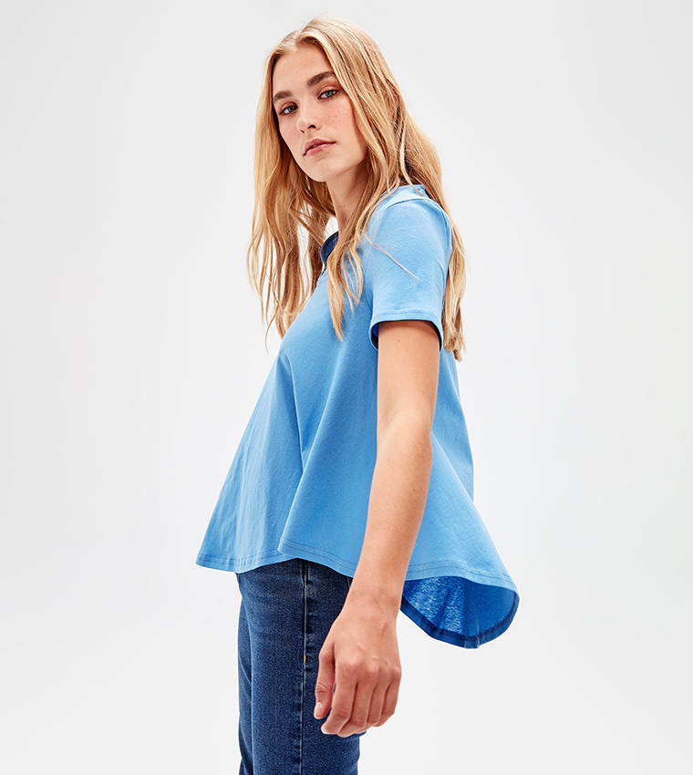 Buy Trendyol A Line Flared Top In Blue | 6thStreet Kuwait