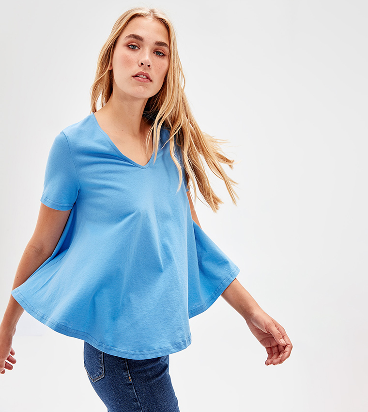 Buy Trendyol A Line Flared Top In Blue | 6thStreet Kuwait