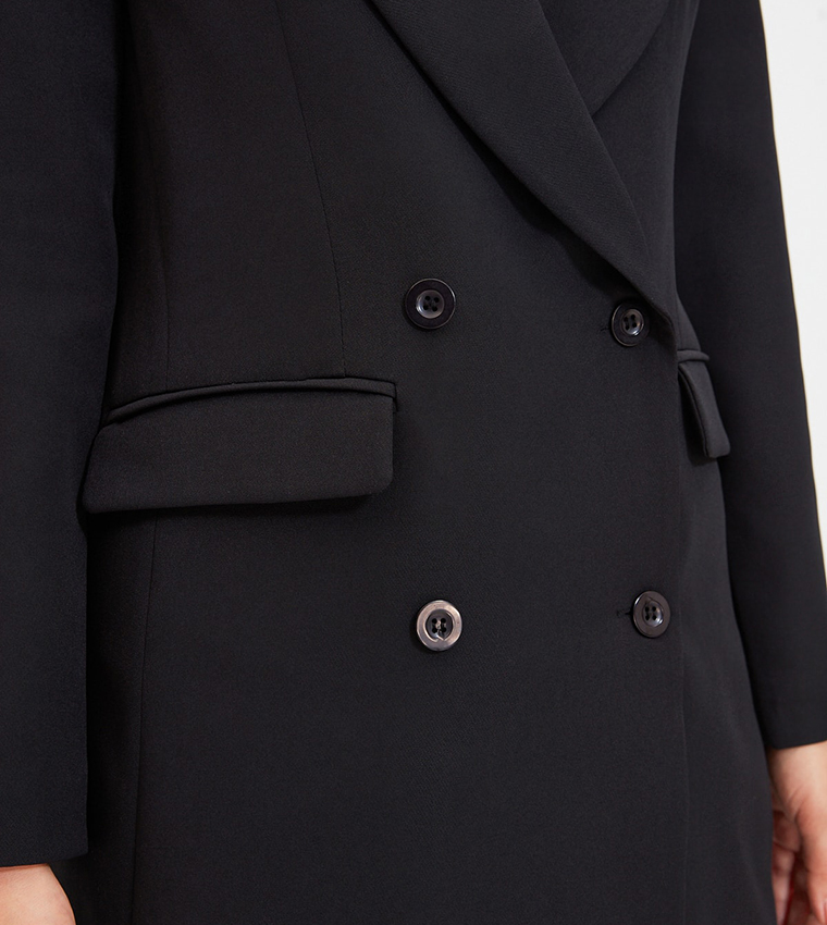 Buy Trendyol Double Button Jacket In Black | 6thStreet UAE