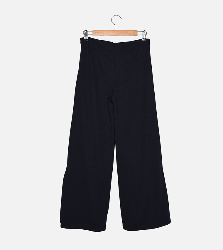 Buy Trendyol Tapered Wide Leg Trousers In Navy | 6thStreet Qatar
