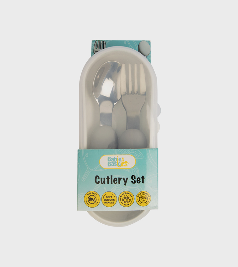 Buy Babies Basic Stainless Steel Cutlery Set With Spoon And Fork With ...