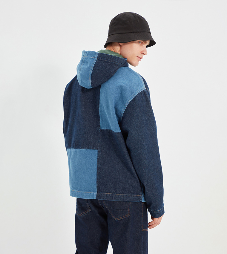 Buy Trendyol Colorblocked Oversized Hooded Jacket In Blue | 6thStreet UAE