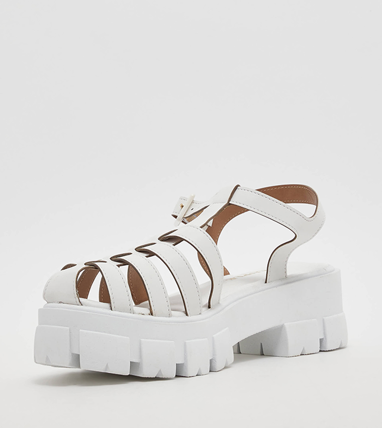 Buy Cuple Caged Platform Sandals In White | 6thStreet UAE