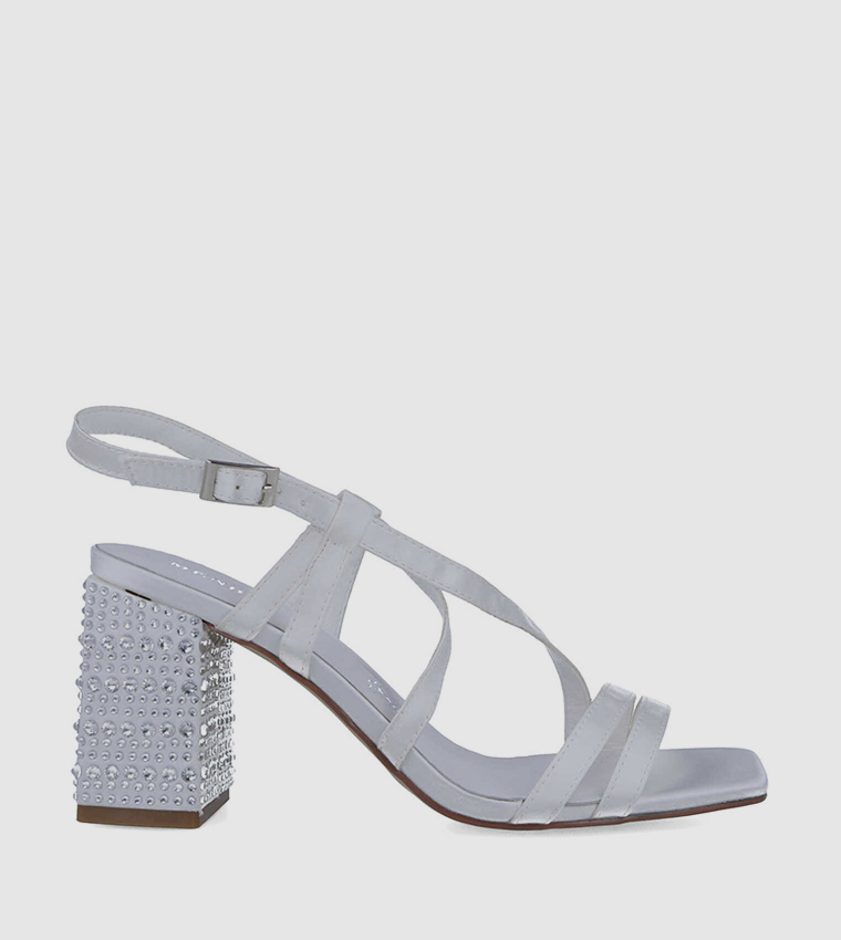 Buy Menbur Niobe Square Toe Block Heeled Sandals In White | 6thStreet ...