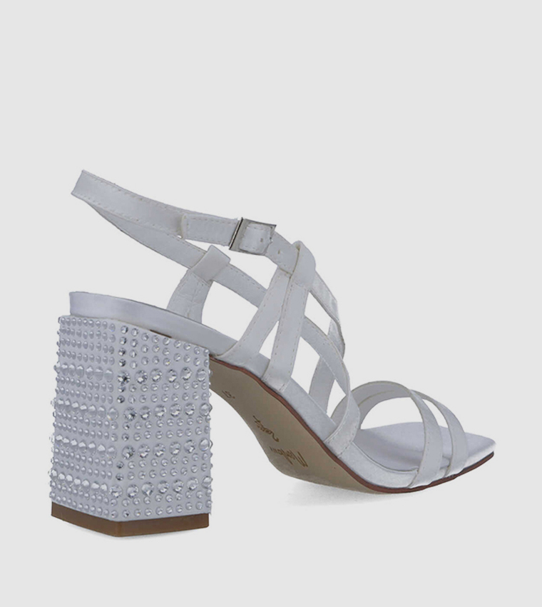 Buy Menbur Niobe Square Toe Block Heeled Sandals In White | 6thStreet ...