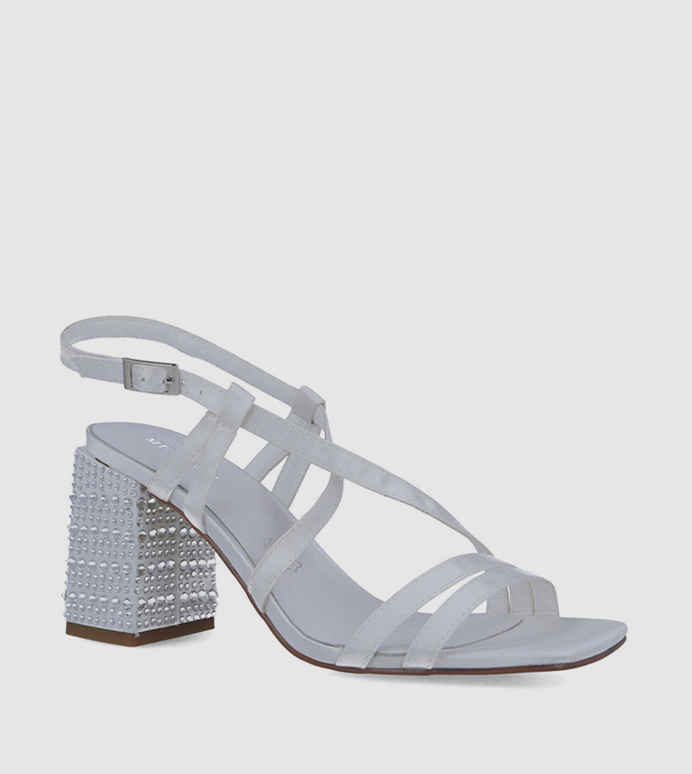 Buy Menbur Niobe Square Toe Block Heeled Sandals In White | 6thStreet ...