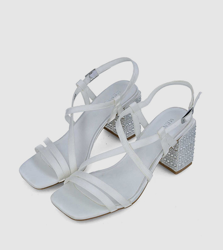 Buy Menbur Niobe Square Toe Block Heeled Sandals In White | 6thStreet ...