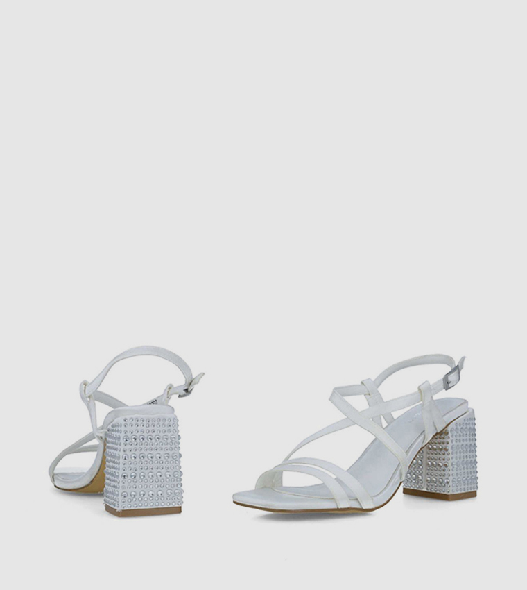 Buy Menbur Niobe Square Toe Block Heeled Sandals In White | 6thStreet ...