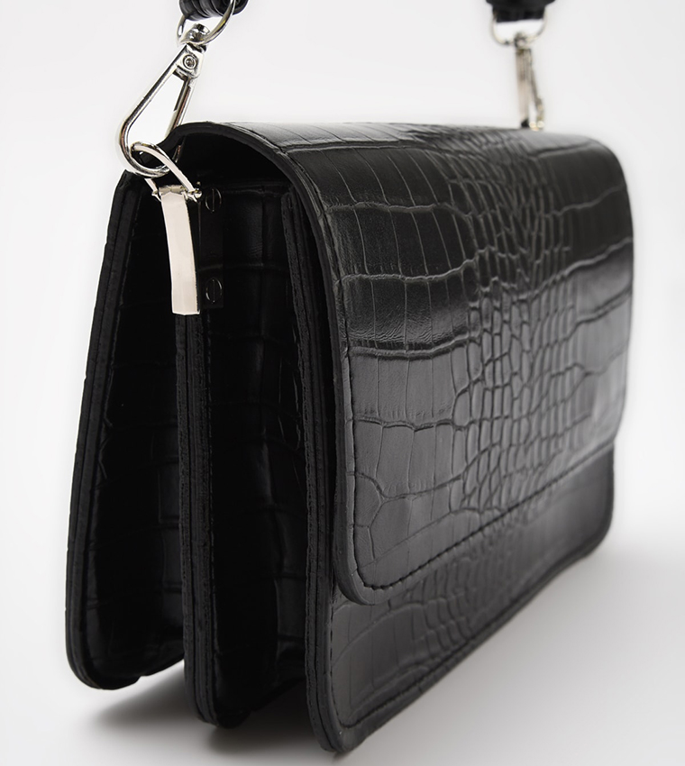 Buy Trendyol Crocodile Shoulder Bag In Black | 6thStreet Kuwait