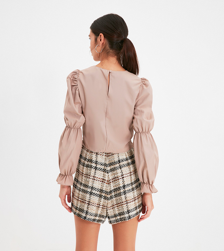 Buy Trendyol Sleeve Detailed Top In Cream | 6thStreet Qatar