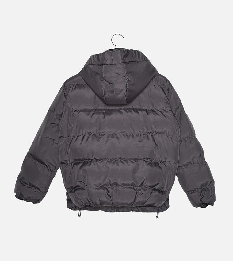 Buy Trendyol Hooded Inflatable Jacket In Grey | 6thStreet UAE