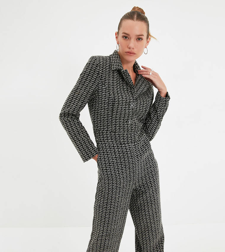 Buy Trendyol Wide Leg Tweed Jumpsuit In Multiple Colors | 6thStreet Bahrain