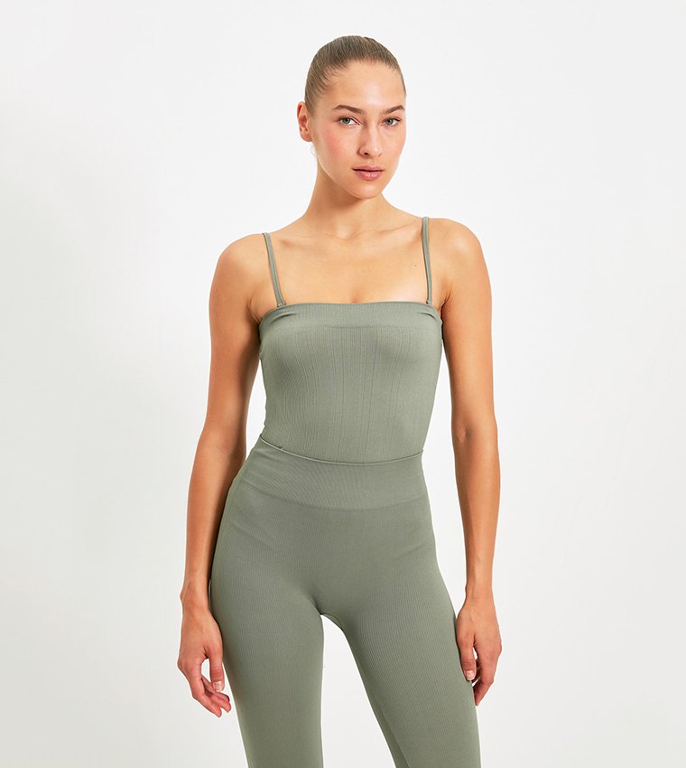 Buy Trendyol Removable Strap Snap Snap Seamless Sports Body In Khaki ...