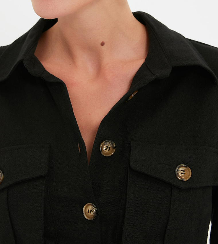 Buy Trendyol Classic Mini Wrap Dress In Black | 6thStreet Bahrain