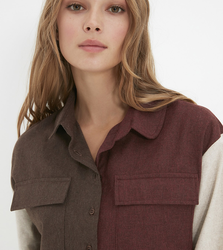 Buy Trendyol Basic Solid Shirt In Brown | 6thStreet Oman