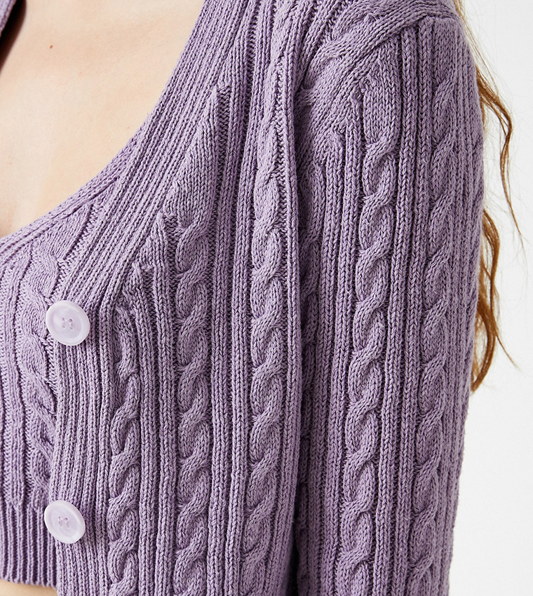 Buy Trendyol Basic Knitted Cardigan In Purple | 6thStreet Qatar