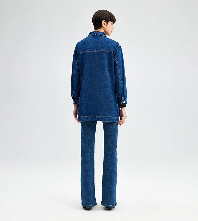Buy Touché Slit Detail Denim Jacket In Blue | 6thStreet UAE