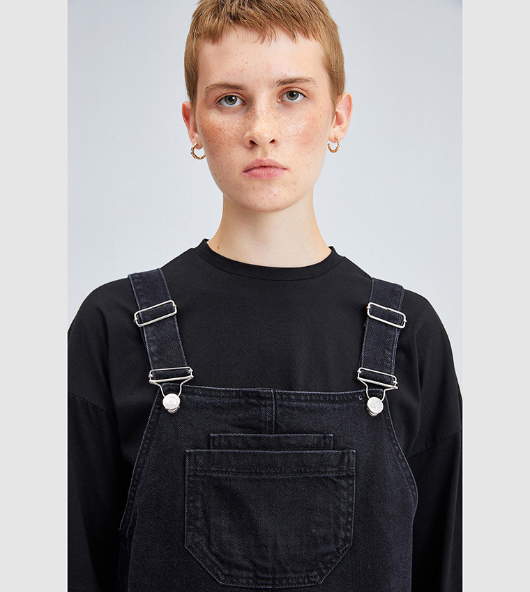 Buy Touché Pocket Detailed Denim Overalls In Black | 6thStreet UAE