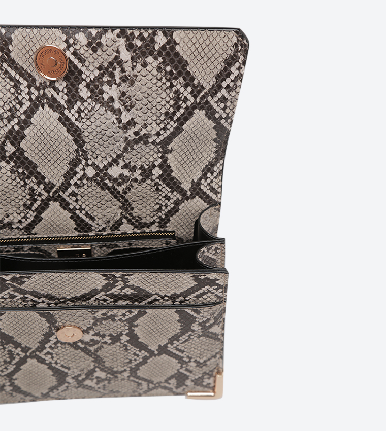 Buy Aldo Tetilla Snake Skin Effect Tassel Detailed Cross Body Bag Beige ...