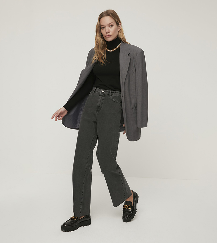 Buy Trendyol High Waist 90'S Wide Leg Jeans In Grey | 6thStreet Qatar