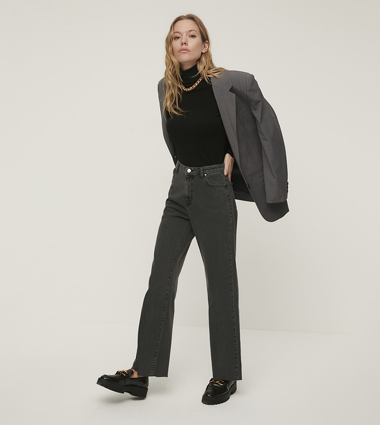 Buy Trendyol High Waist 90'S Wide Leg Jeans In Grey | 6thStreet Qatar
