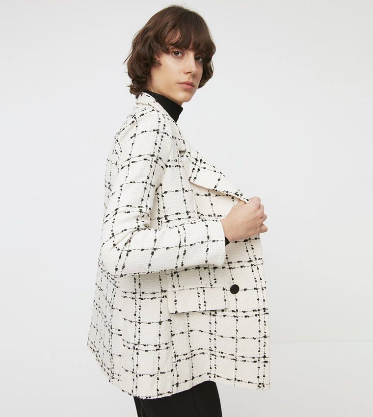 Buy Trendyol Casual Tweed Jacket In White | 6thStreet Qatar
