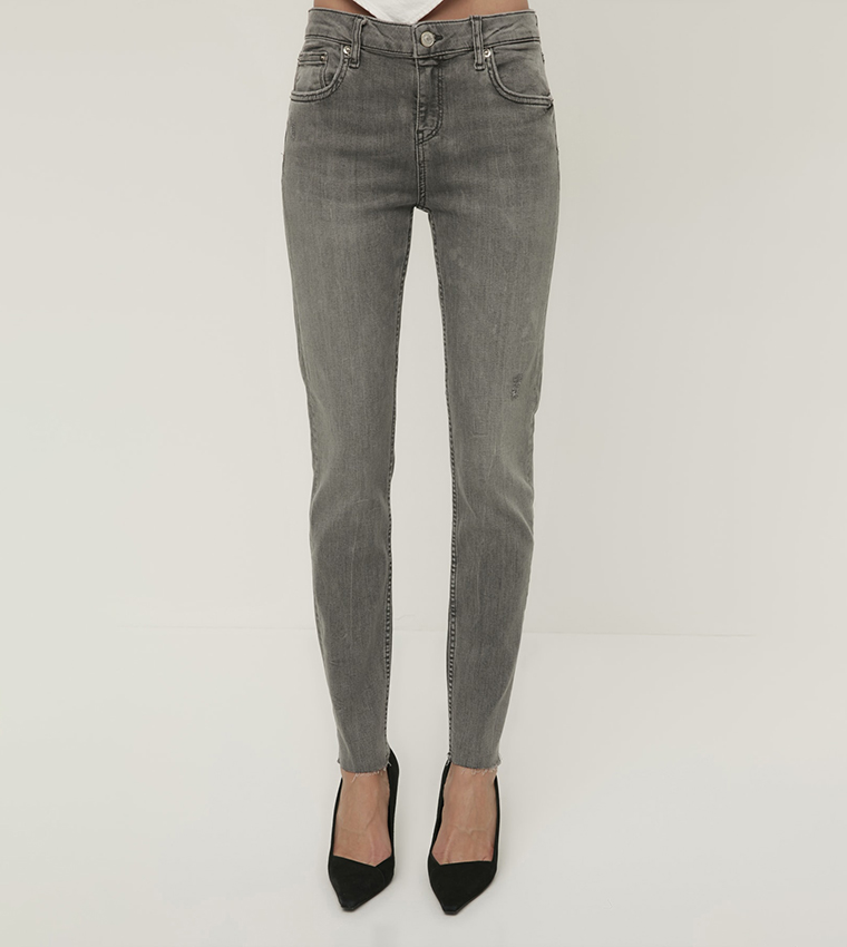 Buy Trendyol Normal Waist Skinny Jeans In Grey | 6thStreet UAE