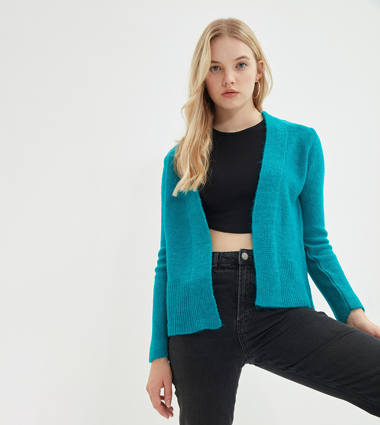 Buy Trendyol Raising Detailed Cardigan In Green | 6thStreet UAE