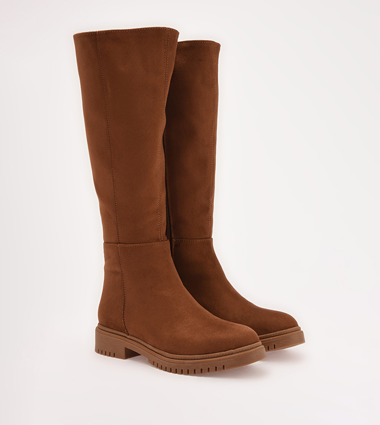 Buy Trendyol Basic Casual Knee High Boots In Tan | 6thStreet Qatar